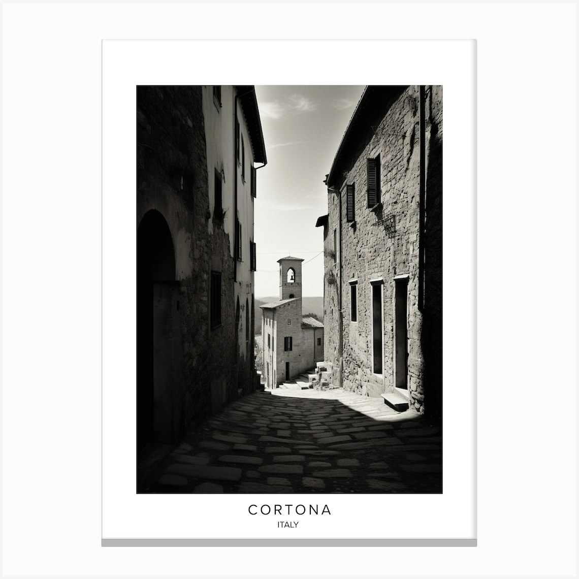 Poster Of Cortona Italy Black And White Analogue Photography 4 Canvas