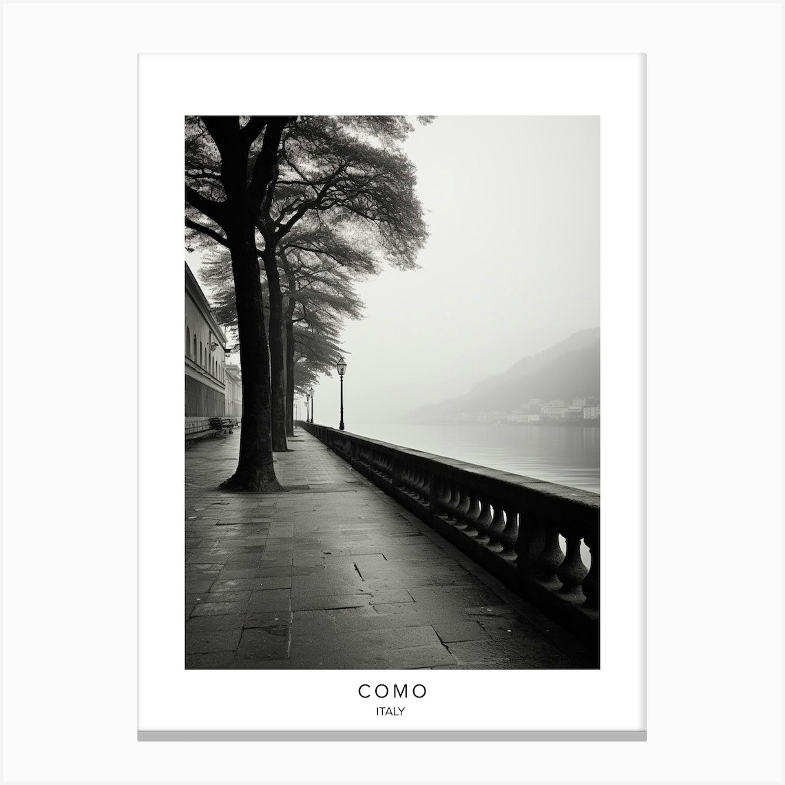 Poster Of Como Italy Black And White Analogue Photography 4 Canvas