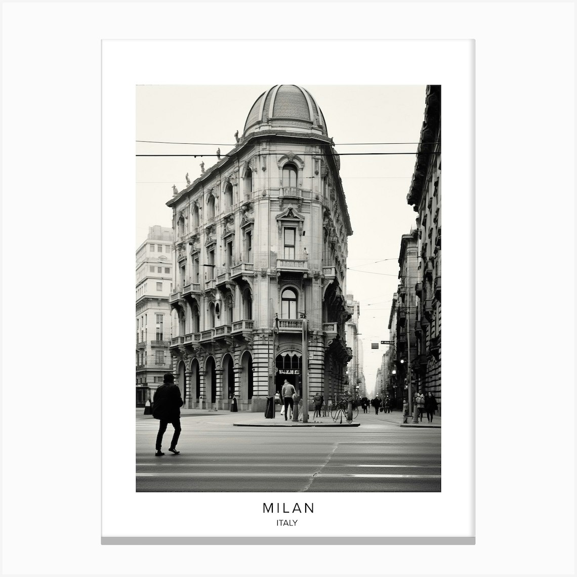 Poster Of Milan Italy Black And White Analogue Photography 4 Canvas