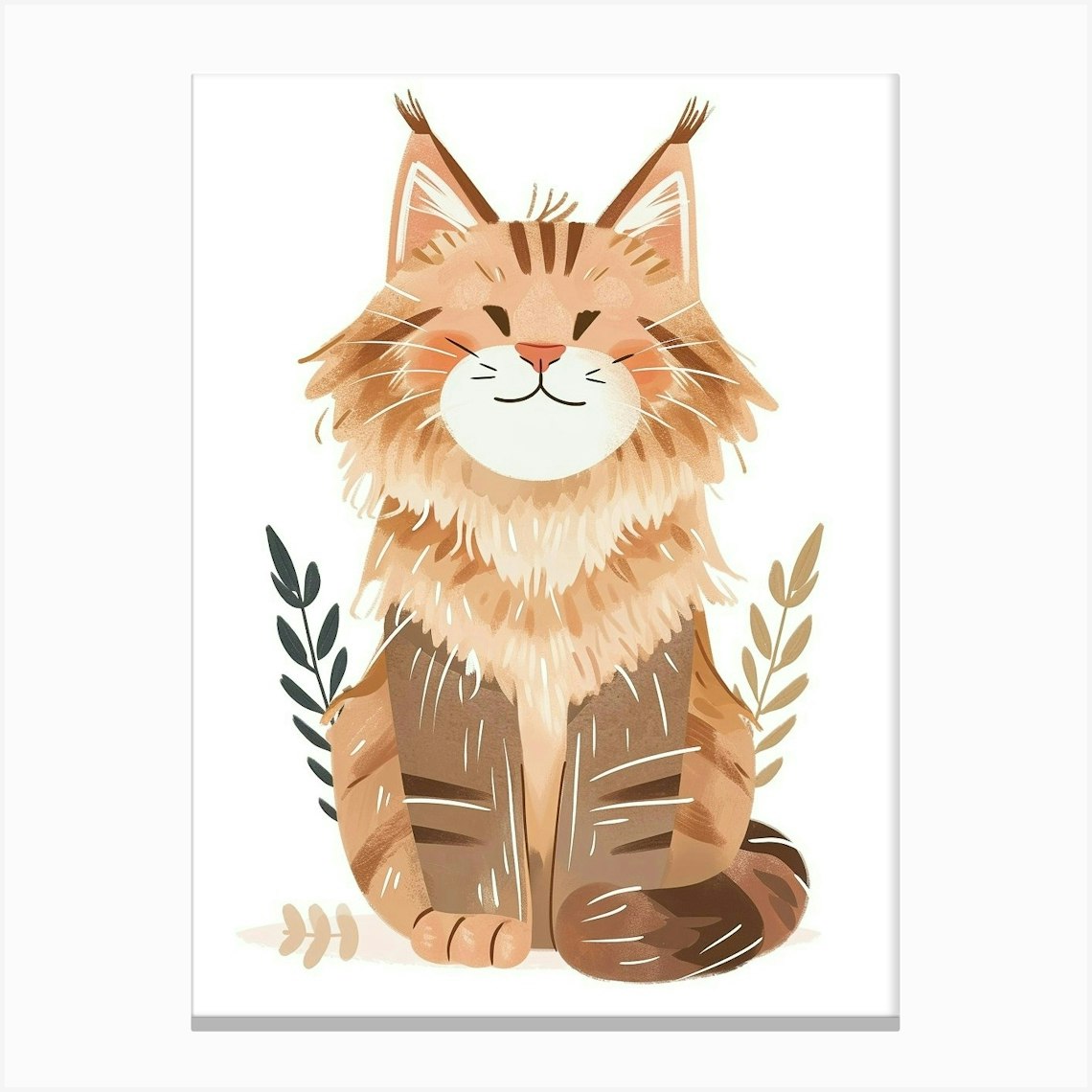 Maine Coon Cat Clipart Illustration 4 Canvas Print by Woof and Whiskers - Fy