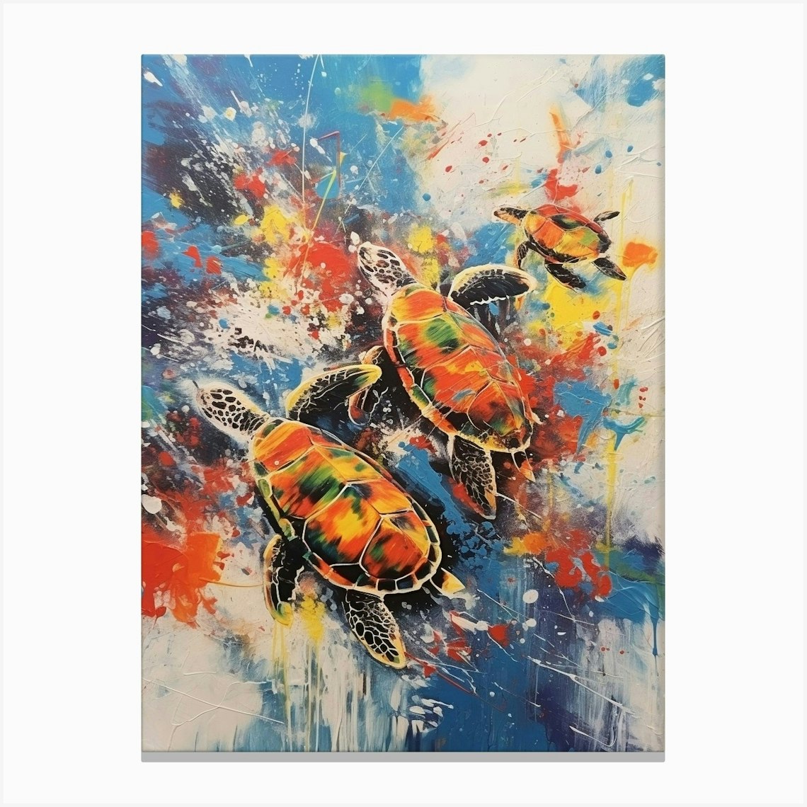 Turtles Abstract Expressionism 3 Canvas Print by Abstract Art Expressions - Fy