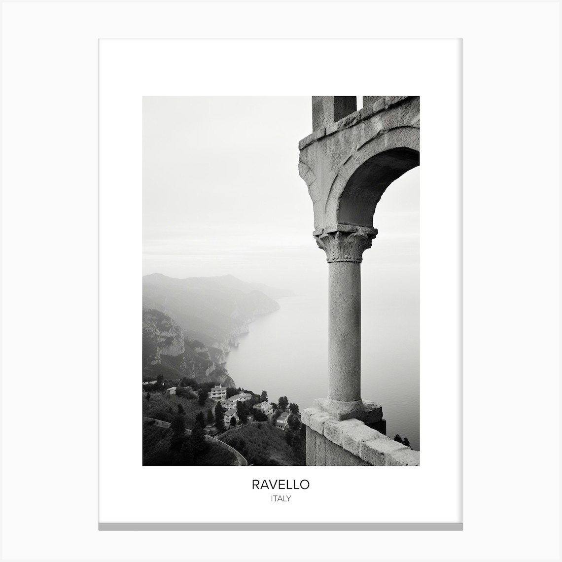 Poster Of Ravello Italy Black And White Photo 3 Canvas Print By