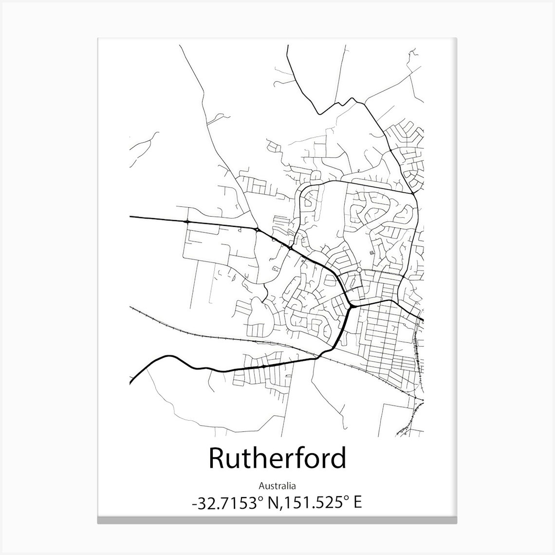 Rutherford,Australia Minimalist Map Canvas Print by Kamluu - Fy