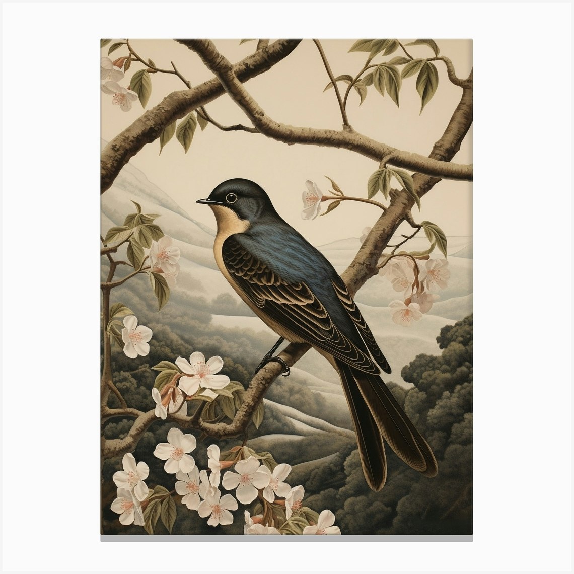 Dark And Moody Botanical Swallow 4 Canvas Print By Feathered Muse Fy