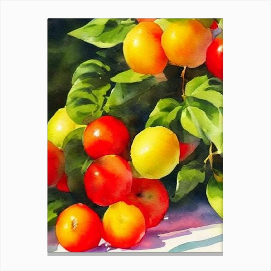 Ackee Italian Watercolour fruit Canvas Print by The Fruitery - Fy