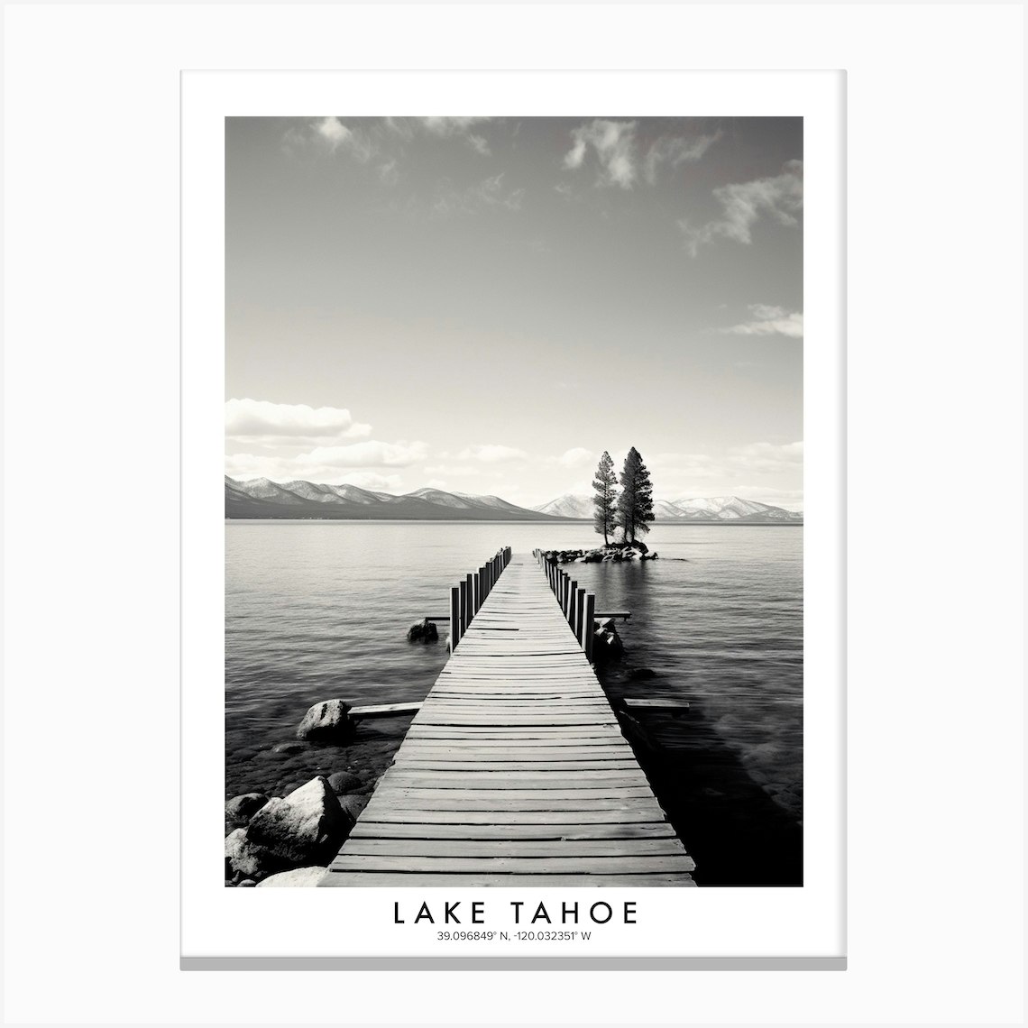 Poster Of Lake Tahoe Black And White Analogue Photograph 2 Canvas