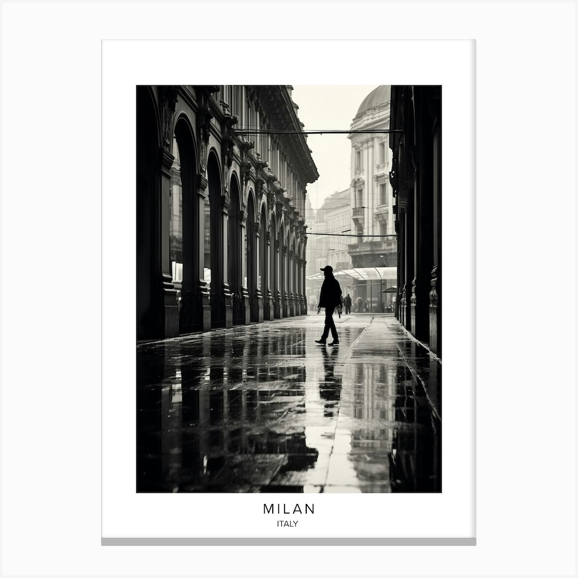 Poster Of Milan Italy Black And White Analogue Photography 1 Canvas