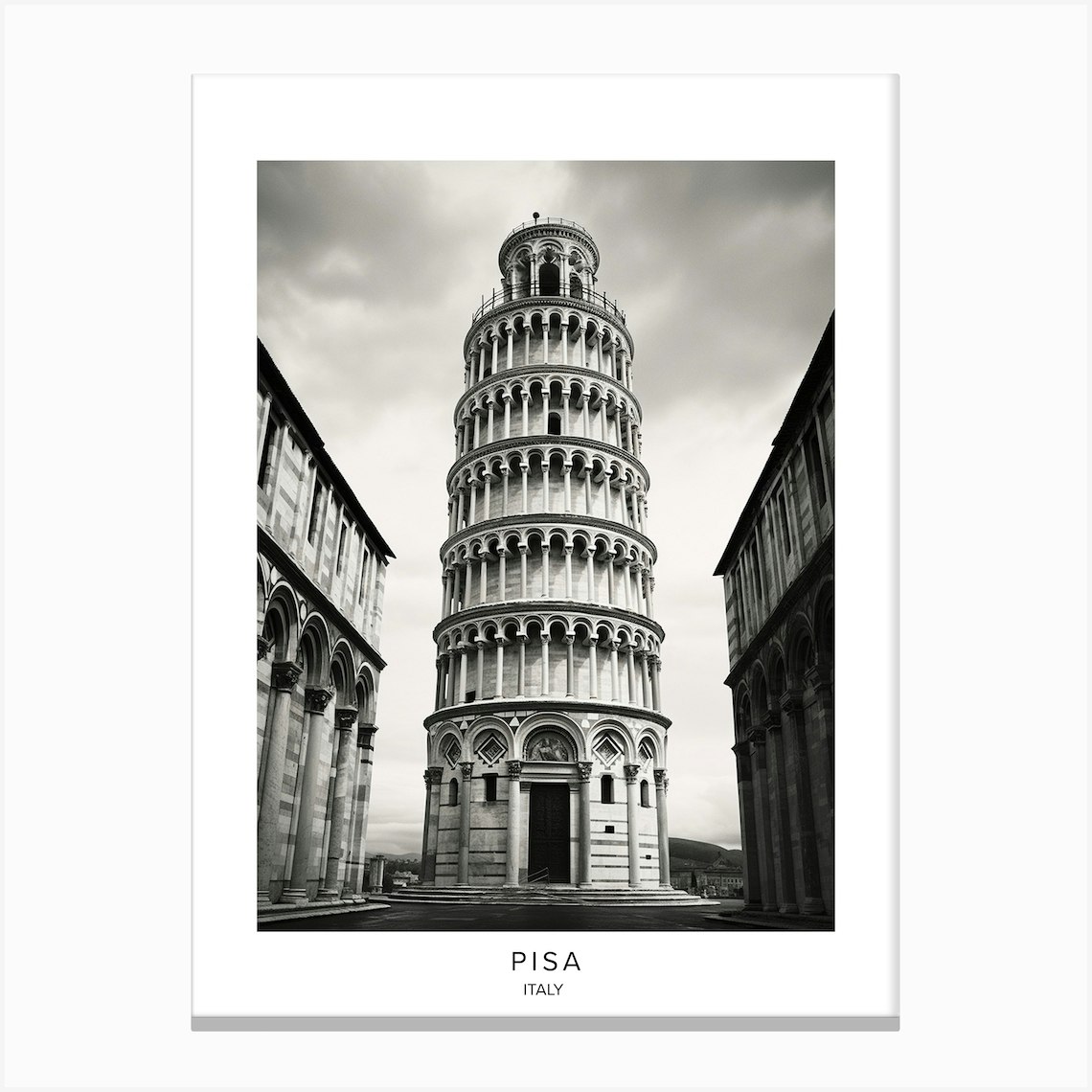 Poster Of Pisa Italy Black And White Analogue Photography 4 Canvas