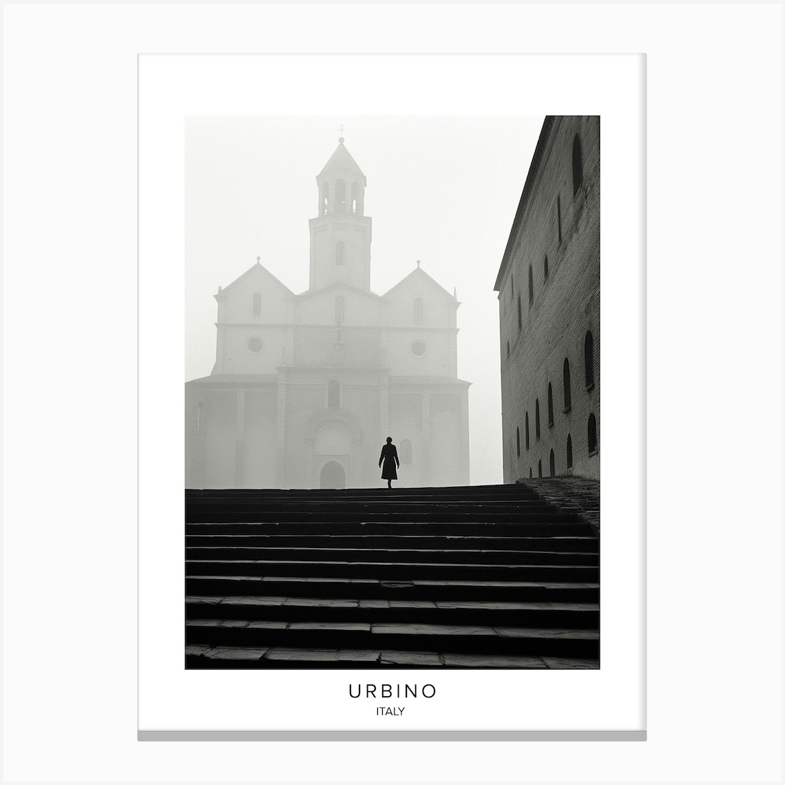 Poster Of Urbino Italy Black And White Analogue Photography 4 Canvas
