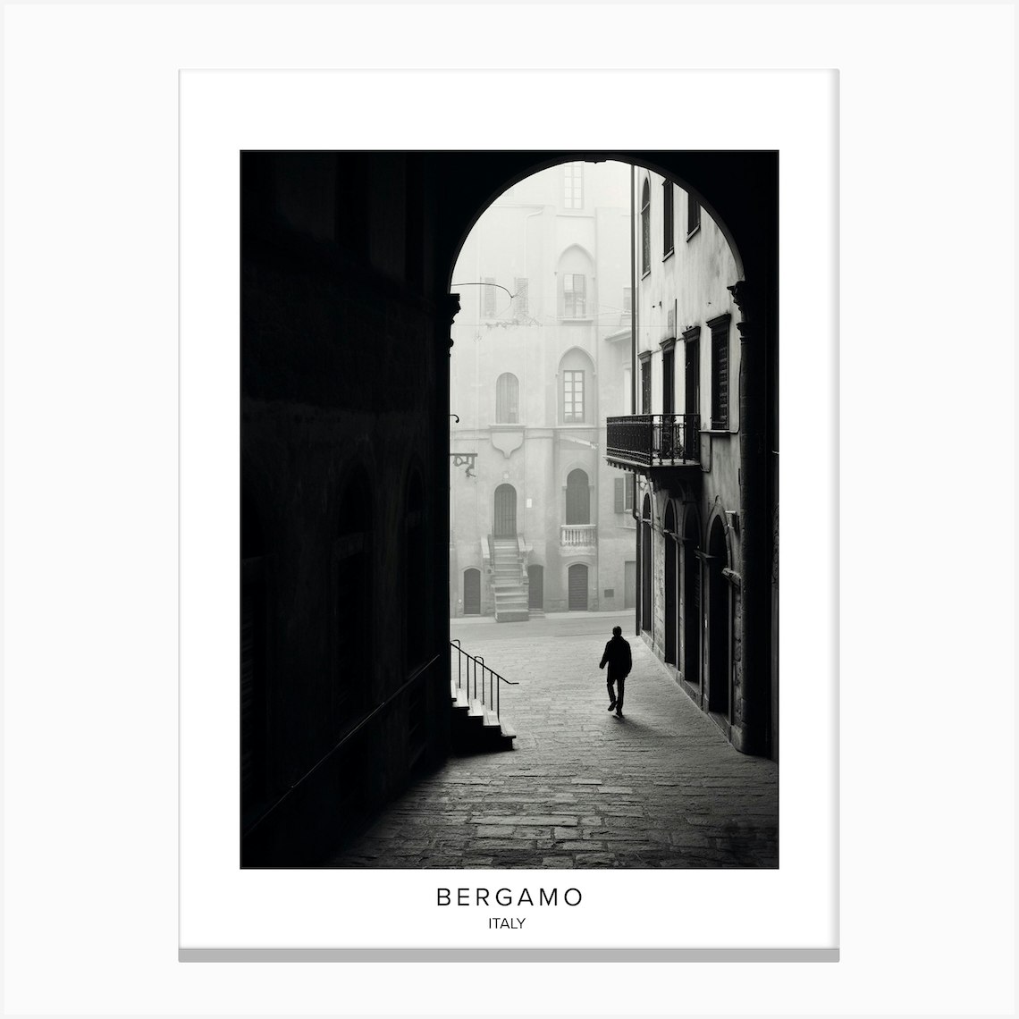 Poster Of Bergamo Italy Black And White Analogue Photography 1 Canvas