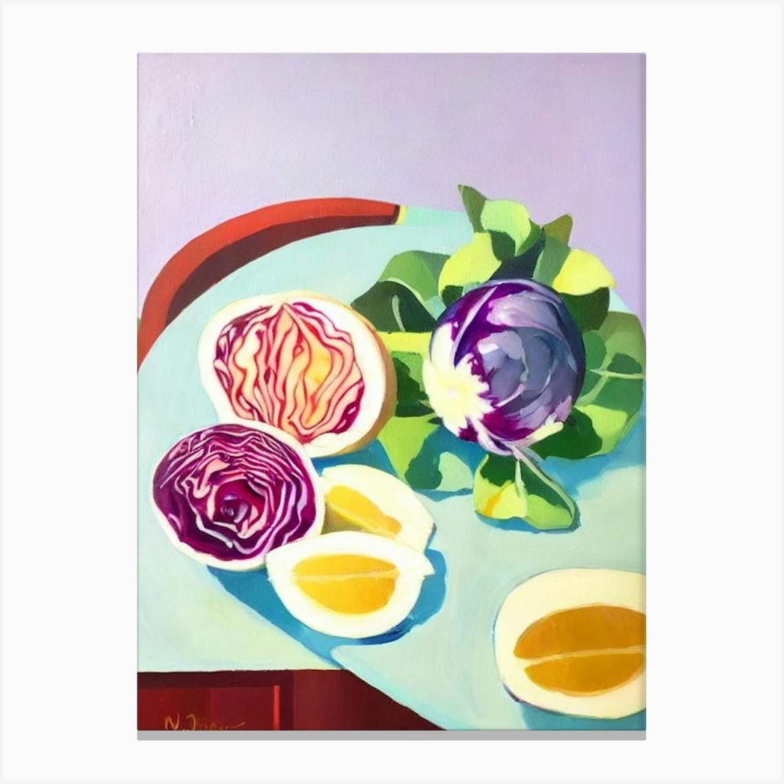 Red Cabbage 2 Tablescape vegetable Canvas Print by Palette and Plate - Fy