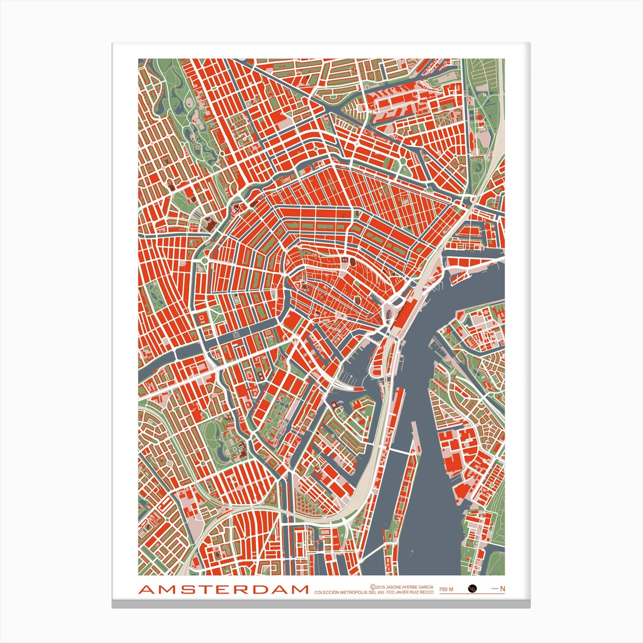 Amsterdam Classic Map Print | Fast shipping | Fy