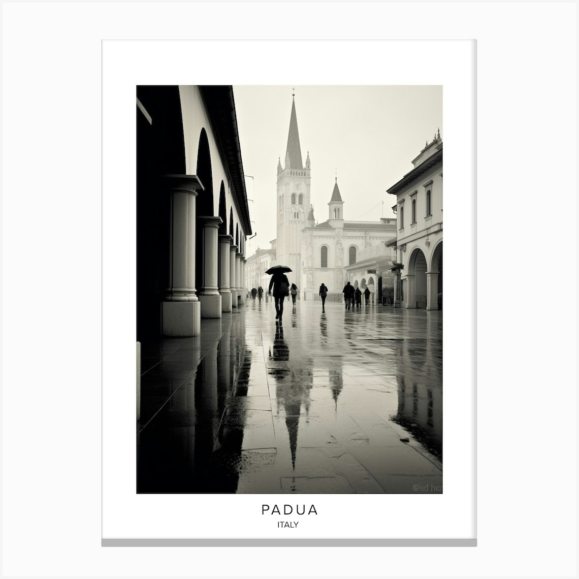 Poster Of Padua Italy Black And White Analogue Photography 4 Canvas