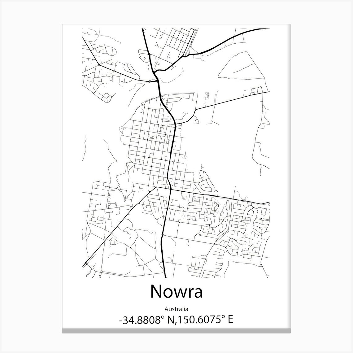 Nowra,Australia Minimalist Map Canvas Print by Kamluu - Fy
