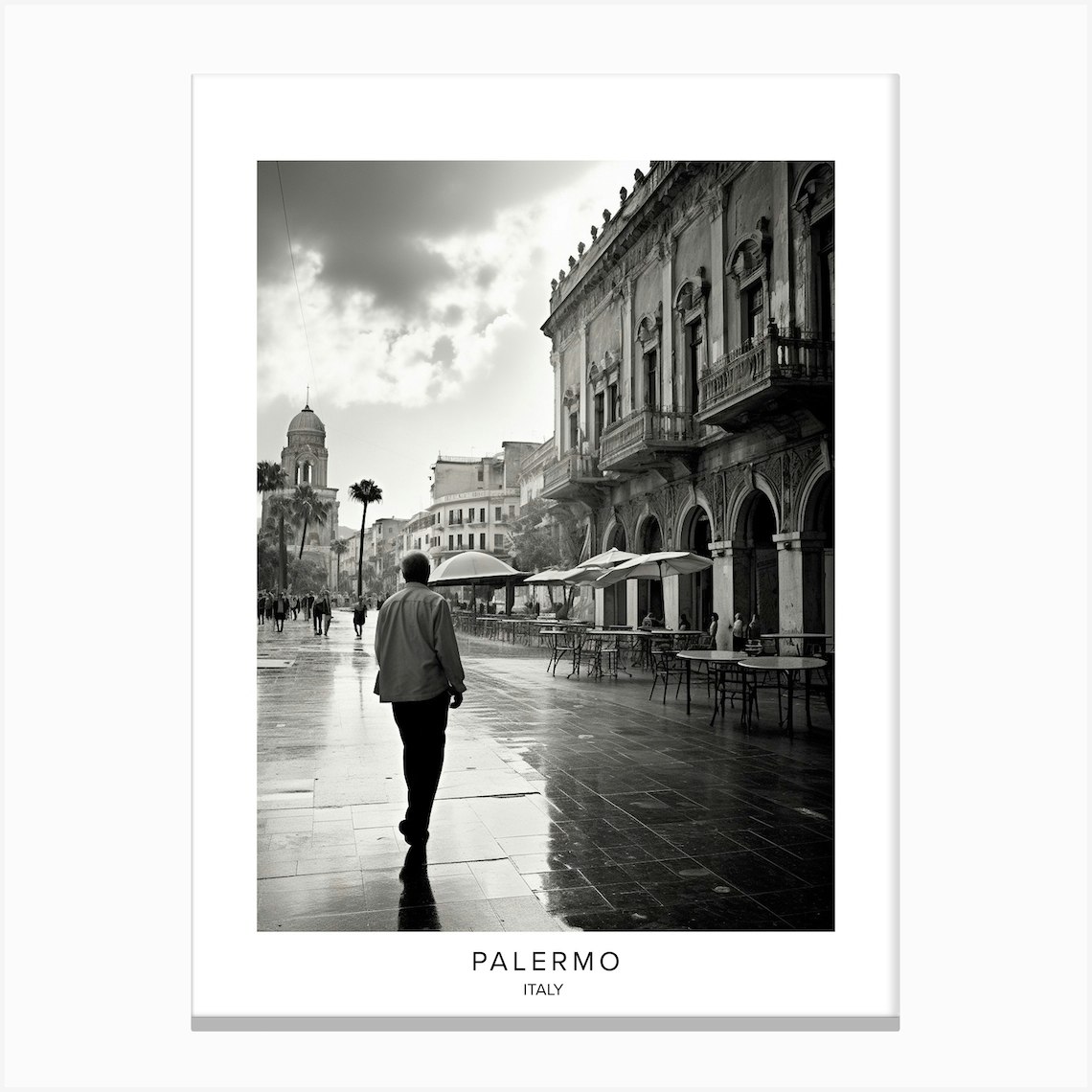 Poster Of Palermo Italy Black And White Analogue Photography 4 Canvas