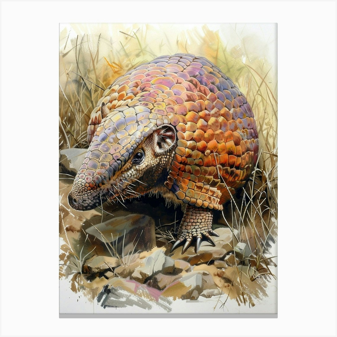 Armadillo Pastel Watercolour 1 Canvas Print by Critter Crafts - Fy