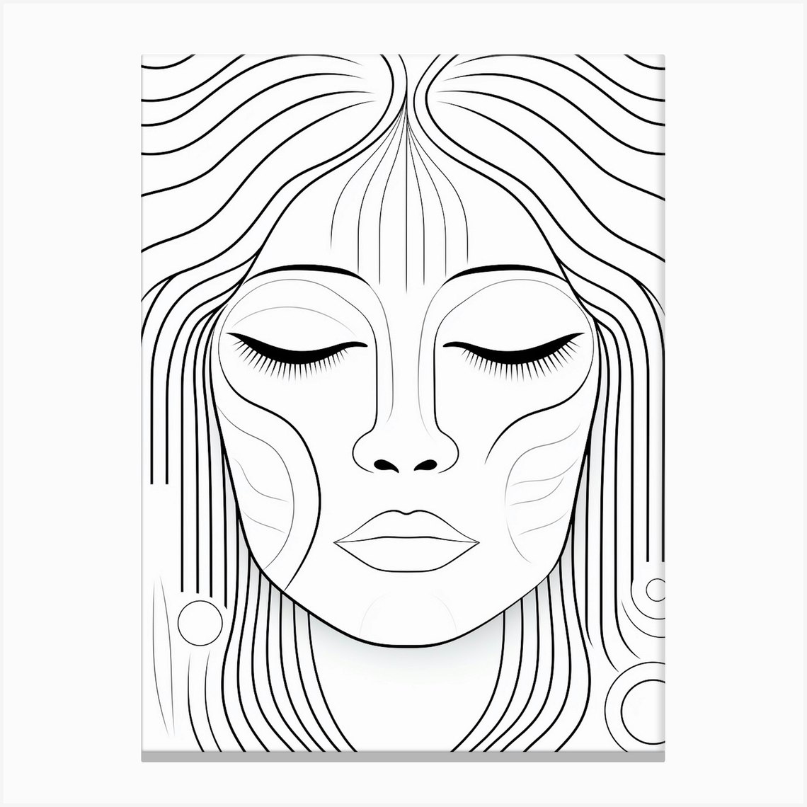 Simple Wavy Calm Face Line Drawing 2 Canvas Print By Essence Lines Fy