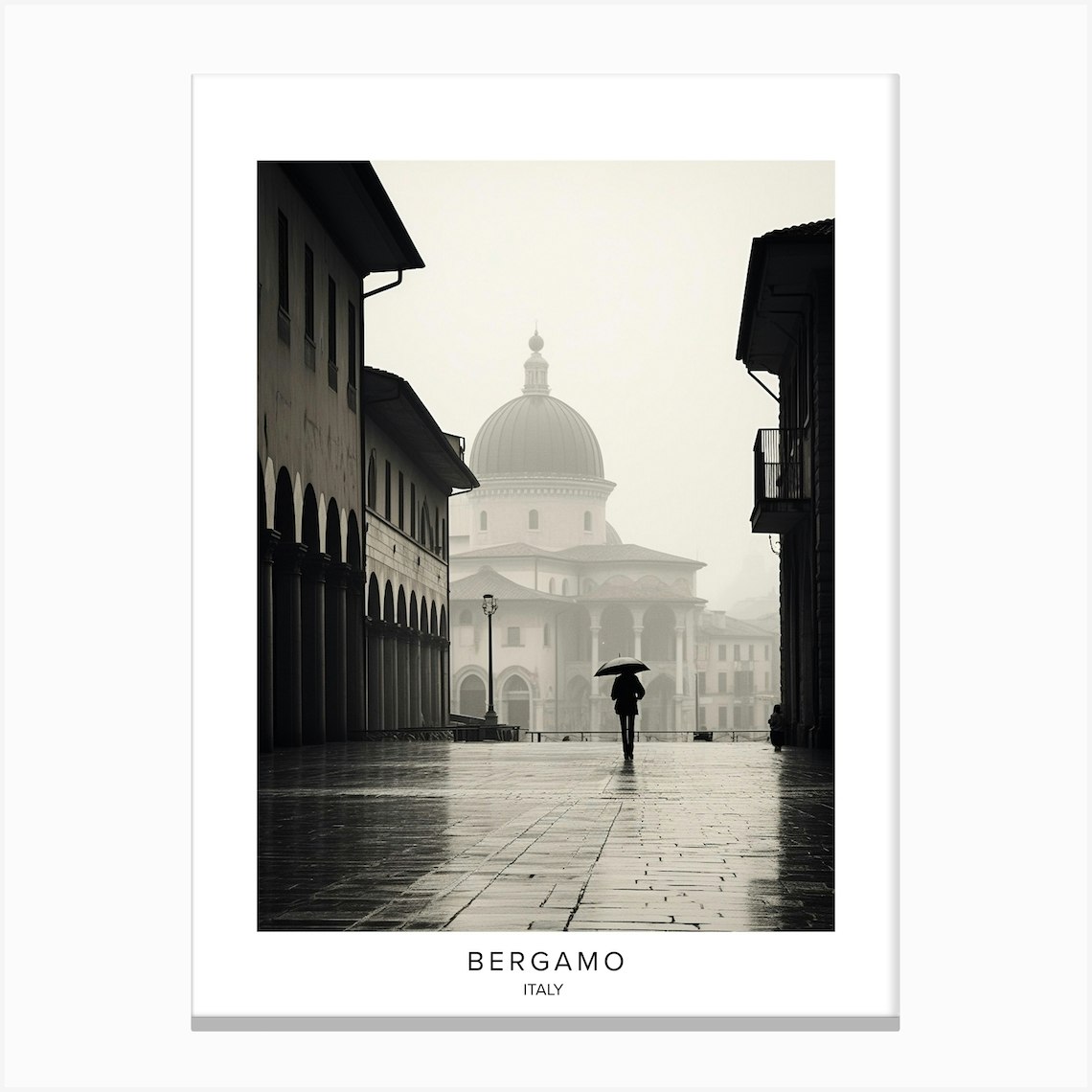 Poster Of Bergamo Italy Black And White Analogue Photography 3 Canvas