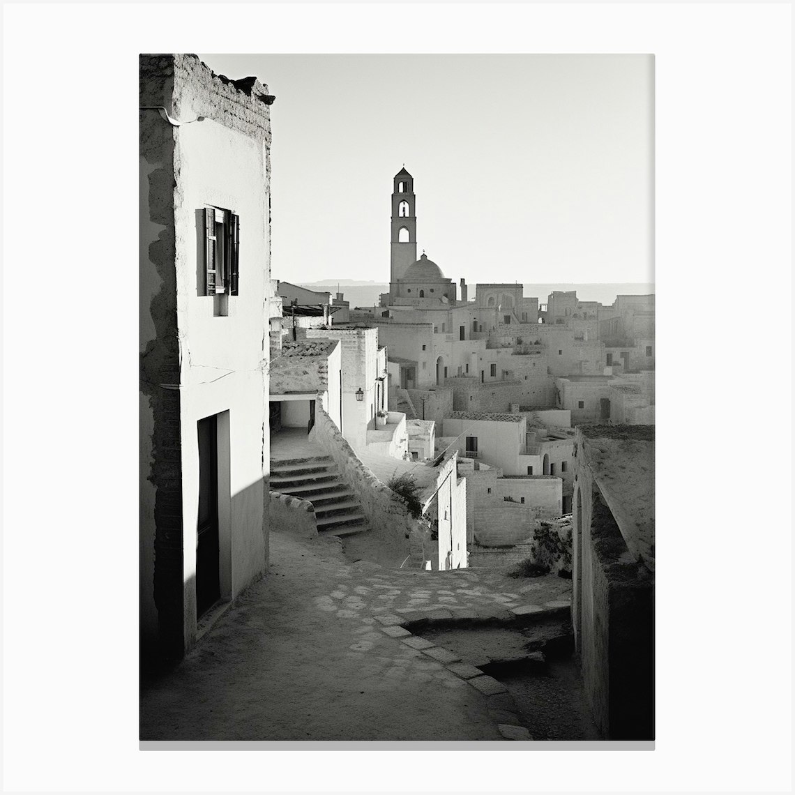 Matera Italy Black And White Analogue Photography 1 Canvas Print By