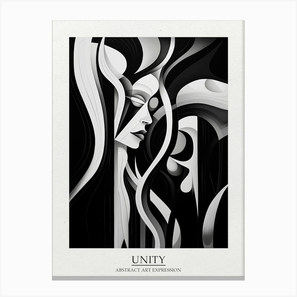Unity Abstract Black And White 3 Poster Art Print by Abstract Art Expressions - Fy