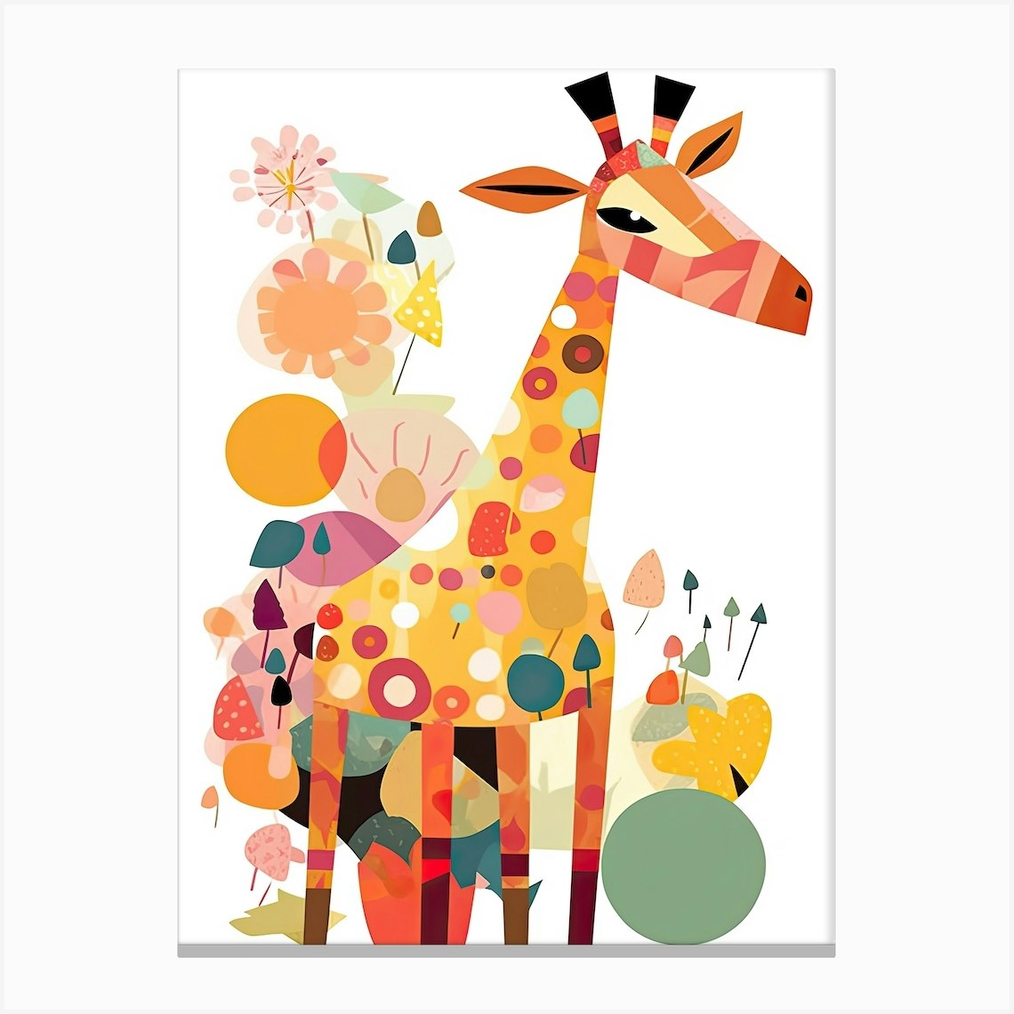 Giraffe Jungle Cartoon Illustration 4 Canvas Print By Tiny Wonders Nursery Art Fy