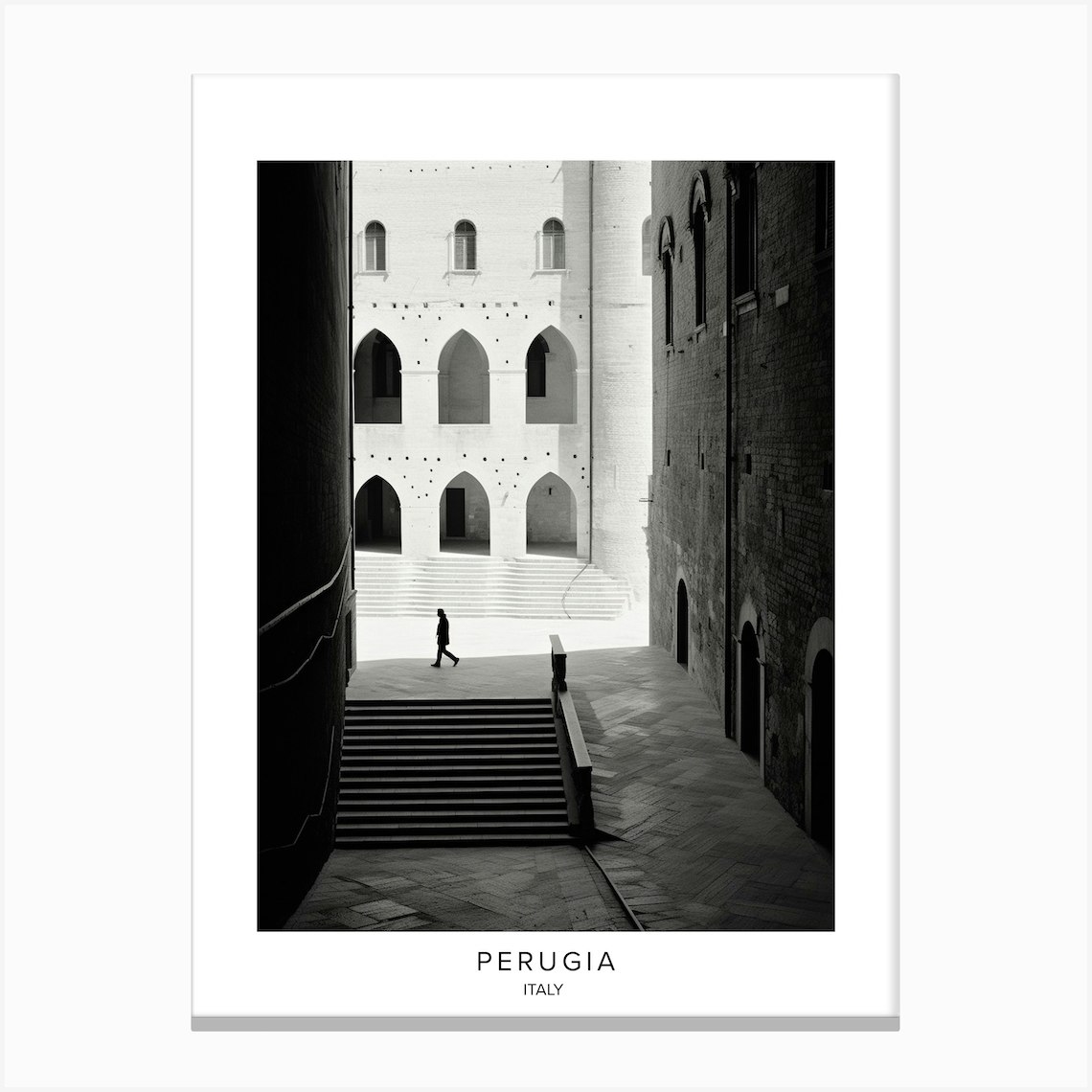 Poster Of Perugia Italy Black And White Analogue Photography 1 Canvas