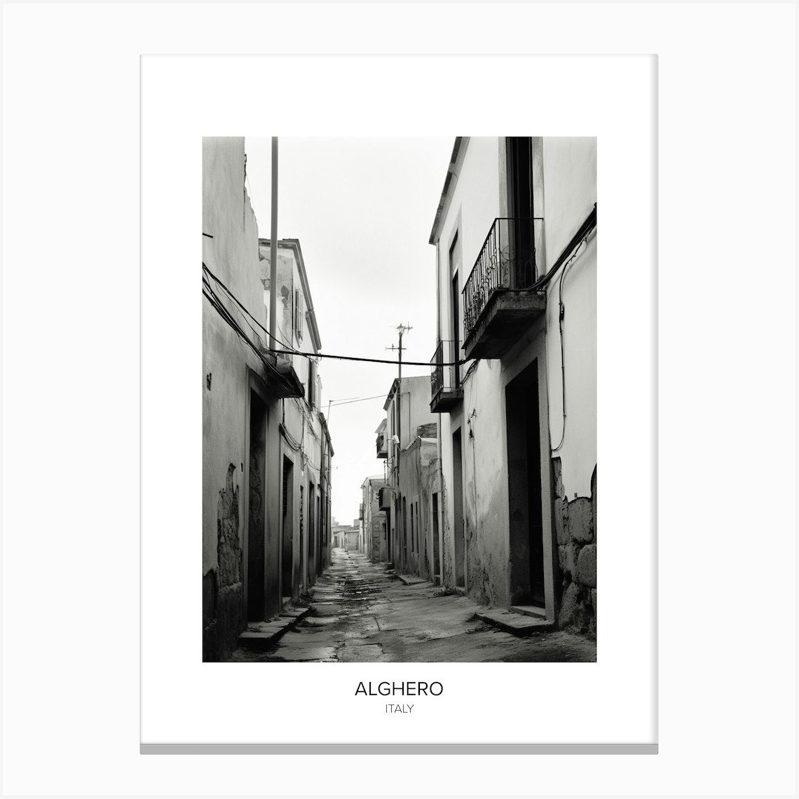 Poster Of Alghero Italy Black And White Photo 1 Canvas Print By