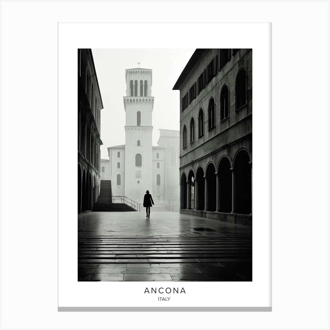 Poster Of Ancona Italy Black And White Analogue Photography 4 Canvas