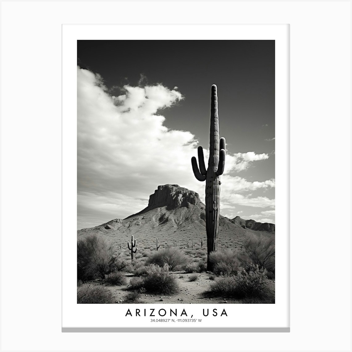 Poster Of Arizona Usa Black And White Analogue Photograph 4 Canvas