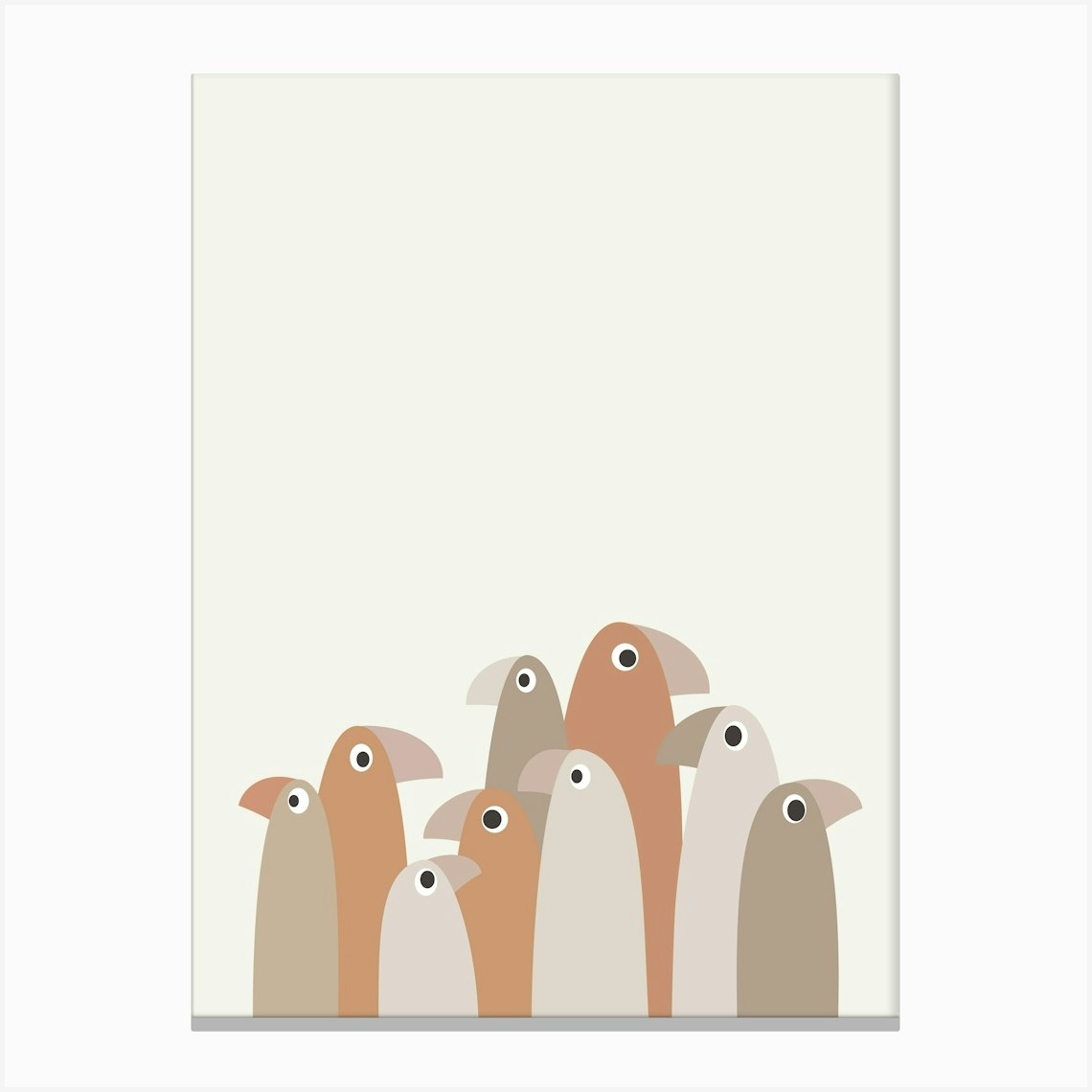 Neutral Minimalist Abstract Bird Flock Canvas Print by ...