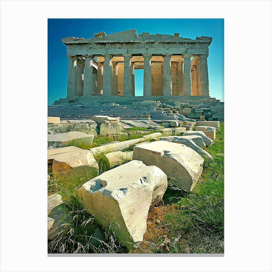 Greece, Athens, Acropolis, The Parthenon With Other Ruins Canvas Print by KunStudio - Fy