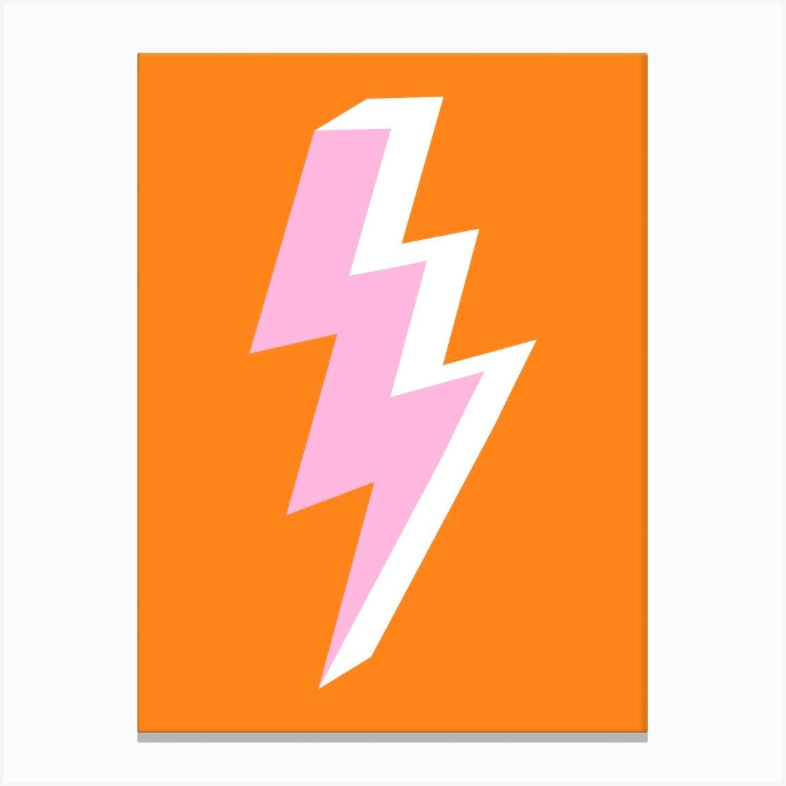 Triple Lightning Bolt Pink on Orange Canvas Print by OneThreeSix - Fy