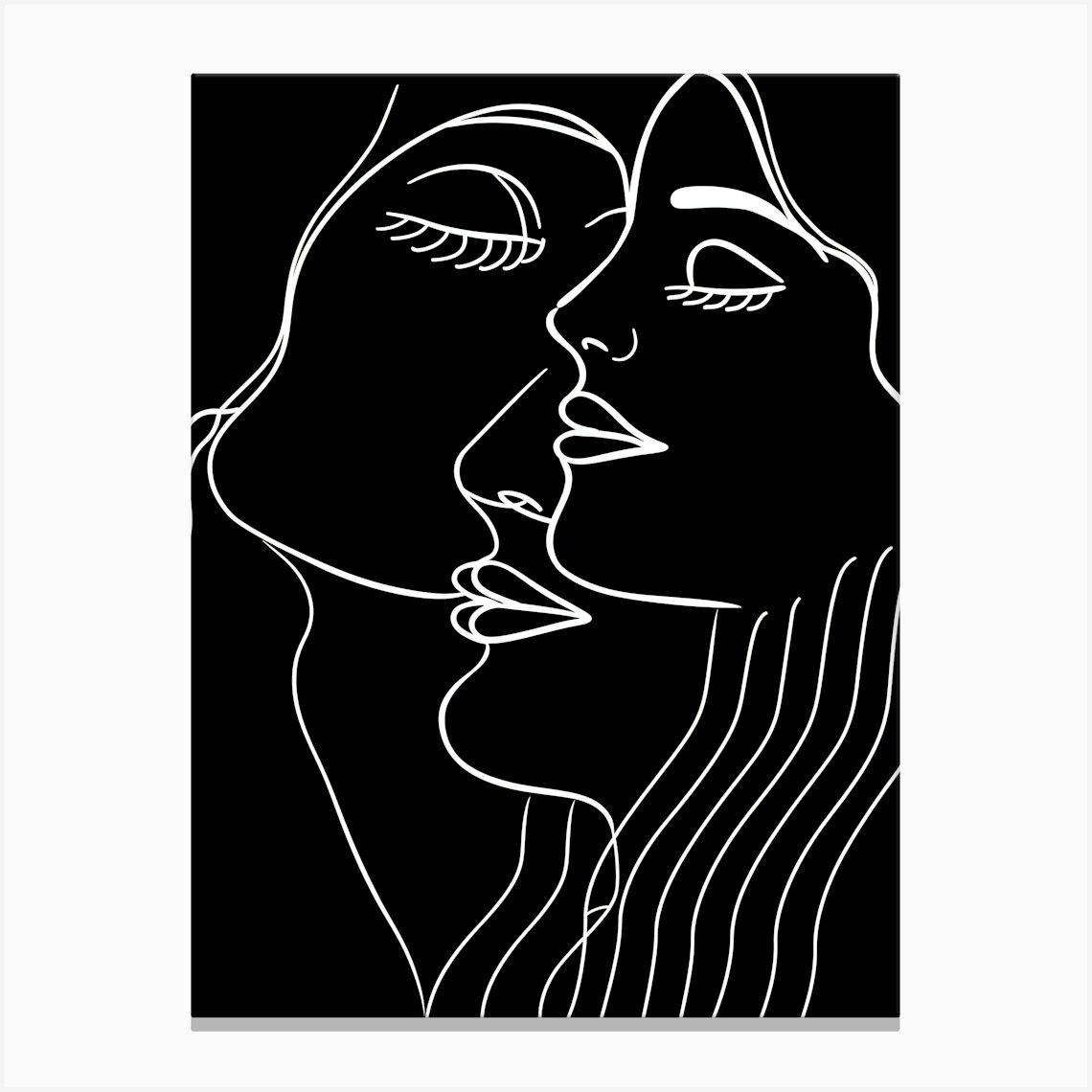 Abstract Women Faces In Line Black And White 7 Canvas Print By Essence