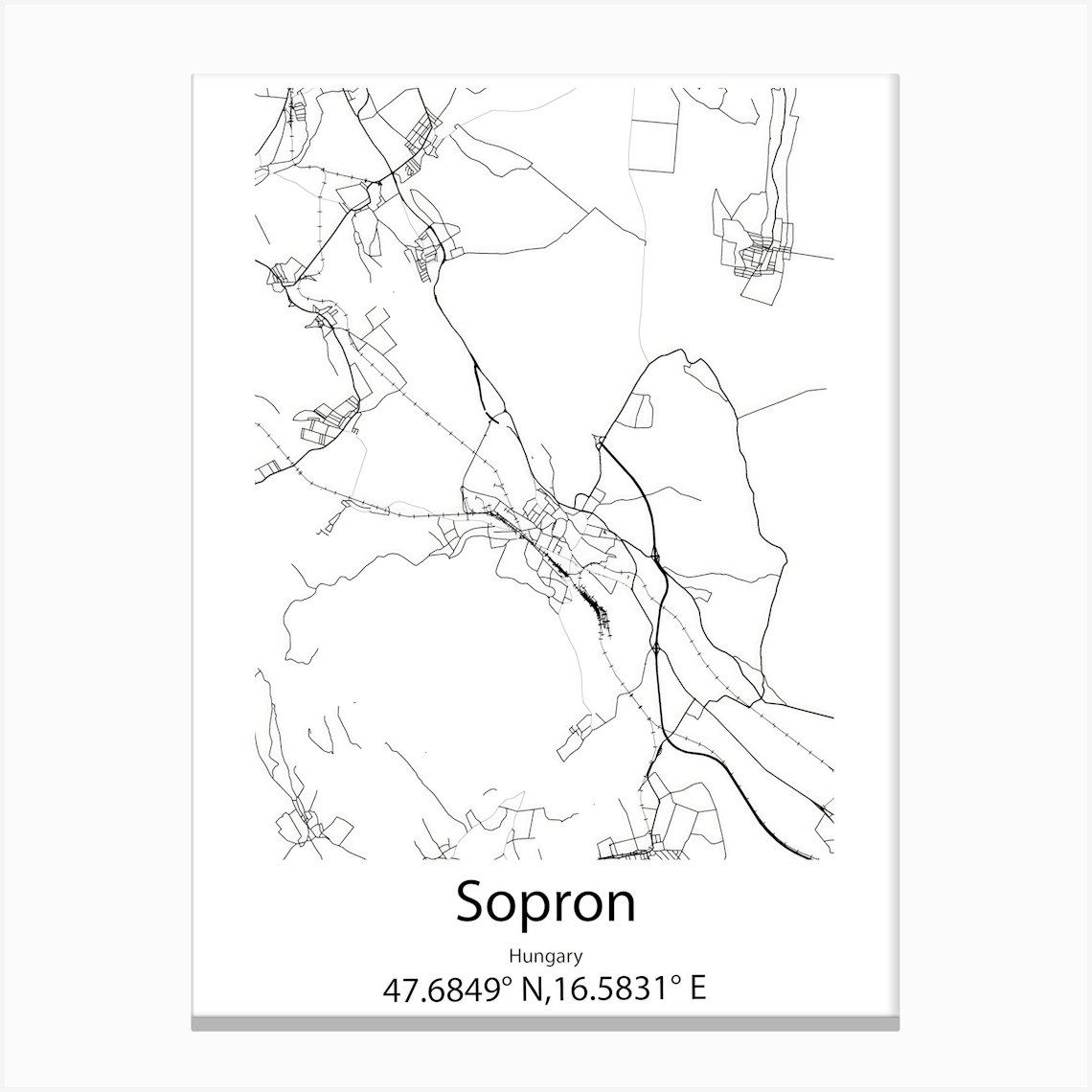 Sopron,Hungary Minimalist Map Canvas Print by Kamluu - Fy