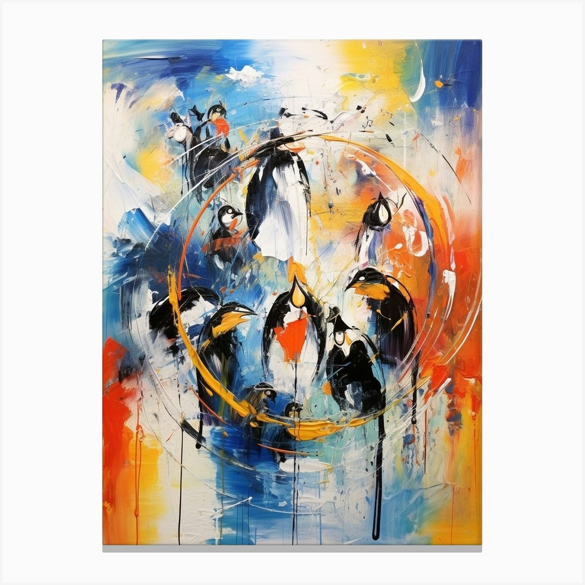 Penguin Abstract Expressionism 2 Canvas Print by Abstract Art Expressions - Fy