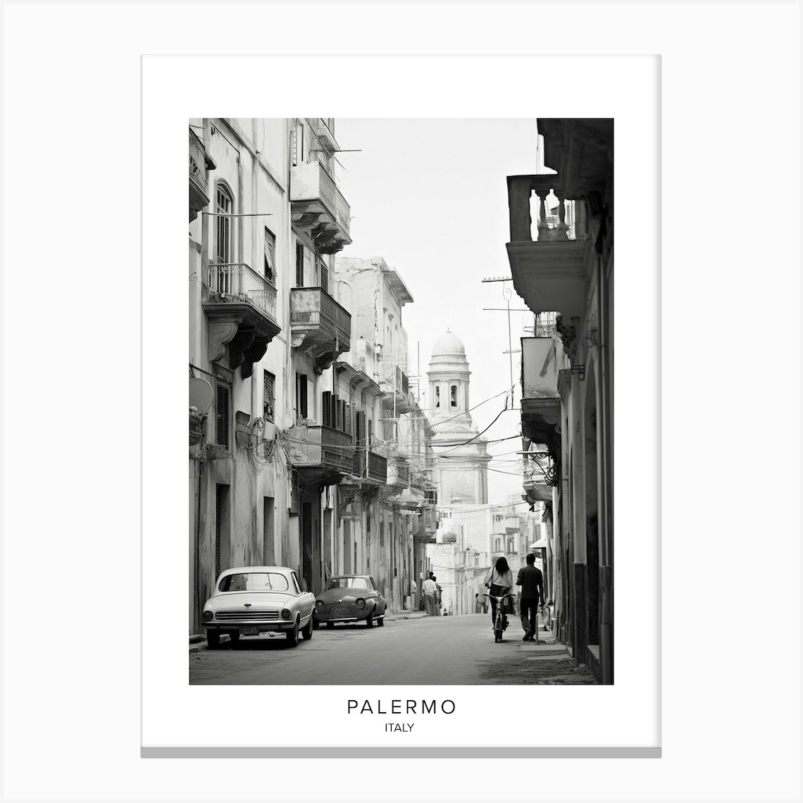 Poster Of Palermo Italy Black And White Analogue Photography 1 Canvas