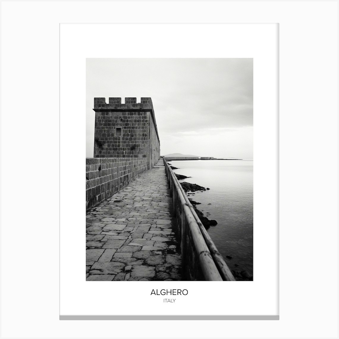 Poster Of Alghero Italy Black And White Photo 4 Canvas Print By