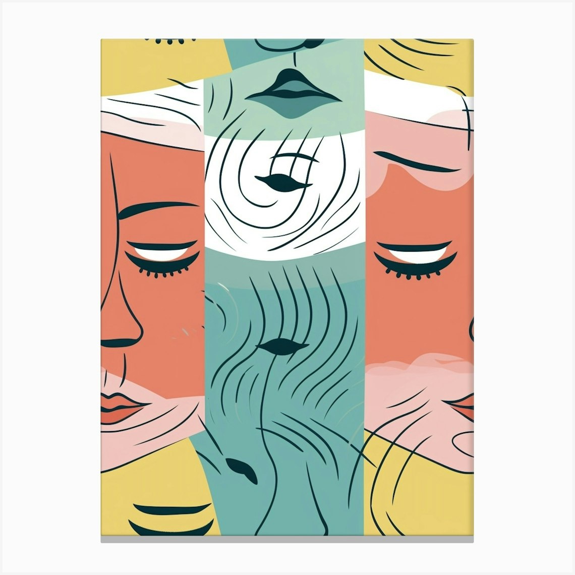 Pastel Abstract Line Face Drawing Canvas Print By Essence Lines Fy