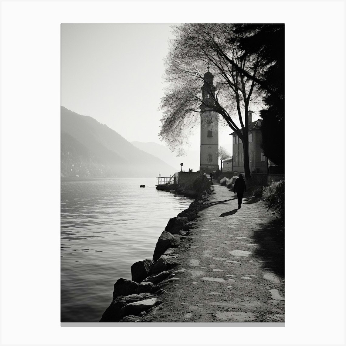 Como Italy Black And White Analogue Photography 3 Canvas Print By