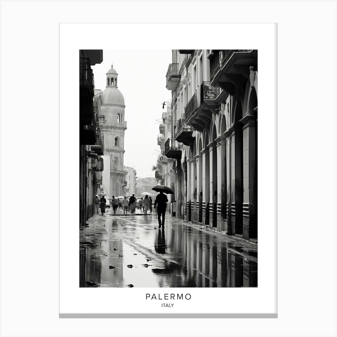 Poster Of Palermo Italy Black And White Analogue Photography 3 Canvas