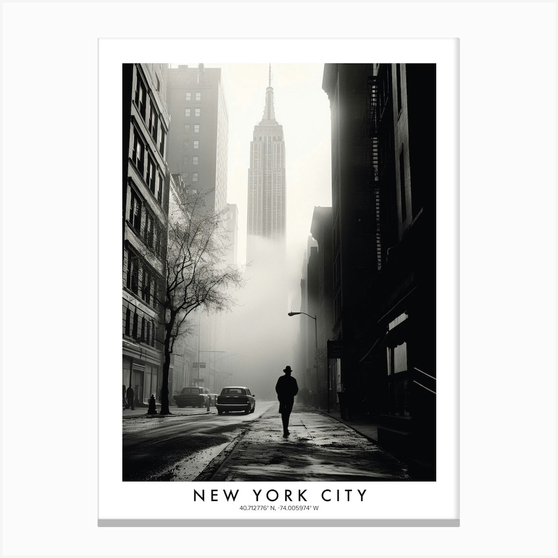 Poster Of New York City Black And White Analogue Photograph 4 Canvas