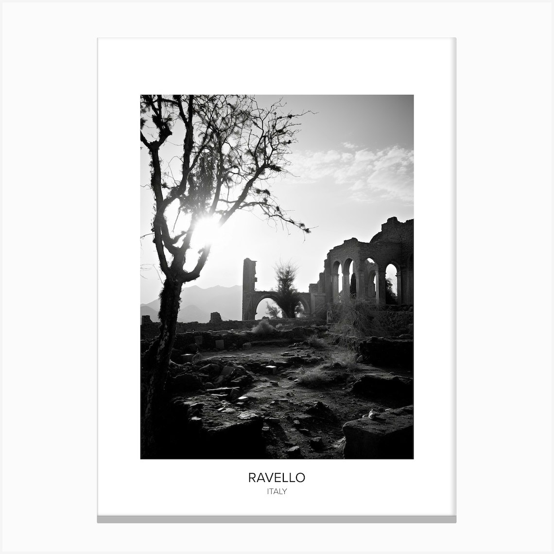 Poster Of Ravello Italy Black And White Photo 4 Canvas Print By