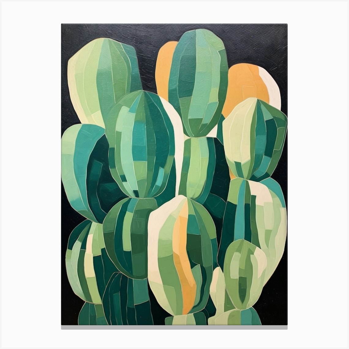 Modern Abstract Cactus Painting Echinocereus Cactus 3 Canvas Print by ...