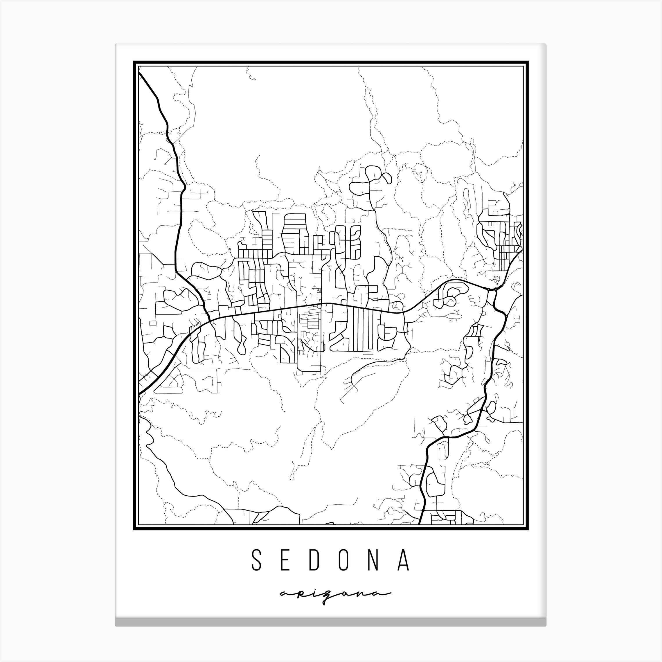 Sedona Arizona Street Map Canvas Print by Typologie Paper Co - Fy Sedona Arizona Street Map Canvas Print by Typologie Paper Co - Fy