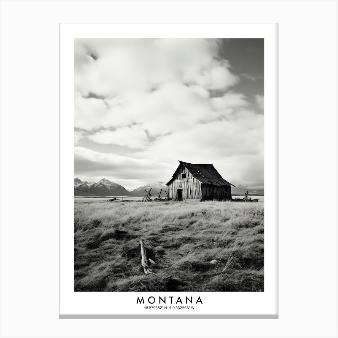 Poster Of Montana Black And White Analogue Photograph 2 Canvas Print