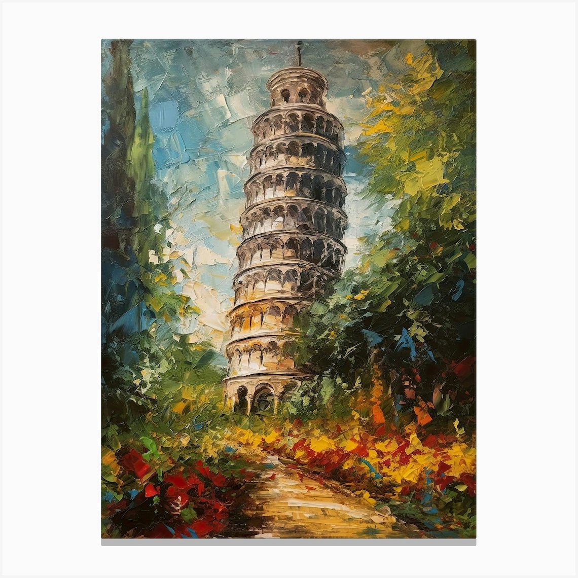 Tower Of Pisa Monet Style 2 Canvas Print by Fusion Designs - Fy