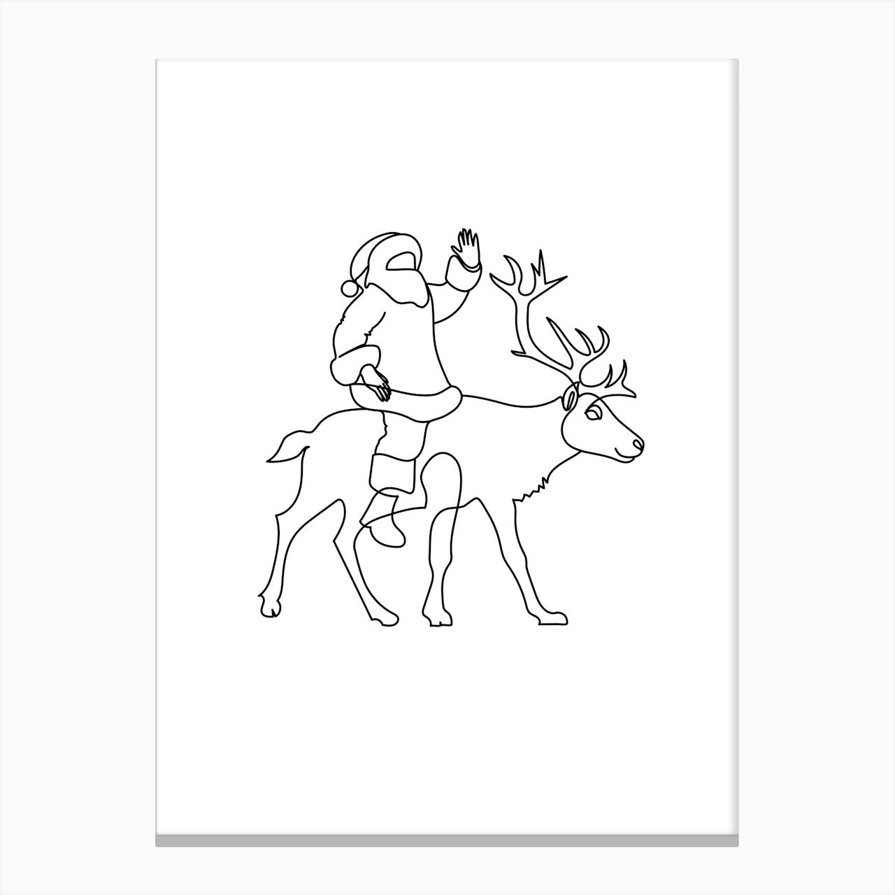 Santa Line Art Print by Julia Hariri - Fy