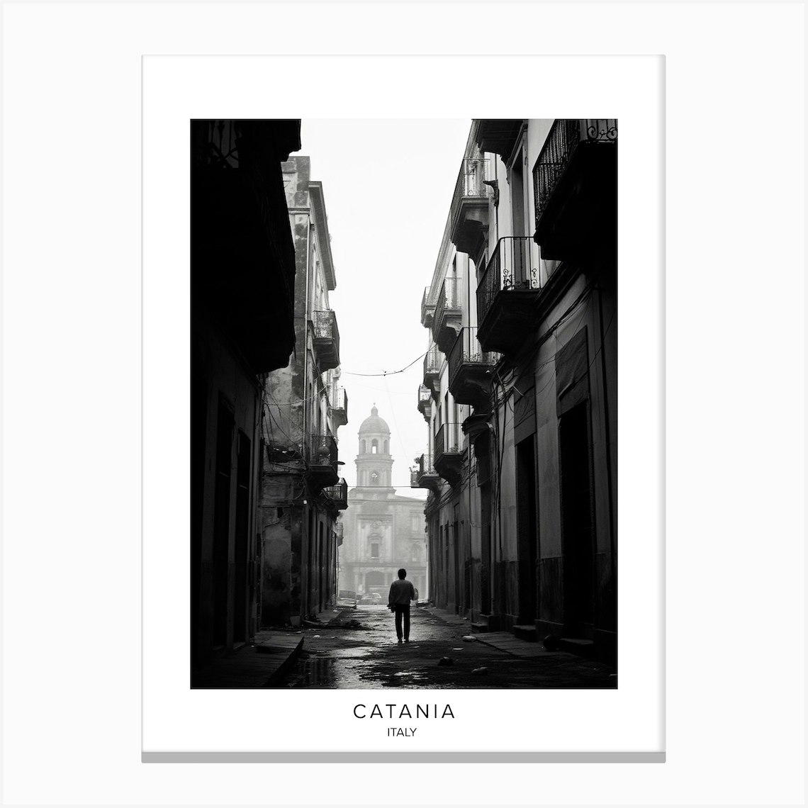 Poster Of Catania Italy Black And White Analogue Photography 4 Canvas