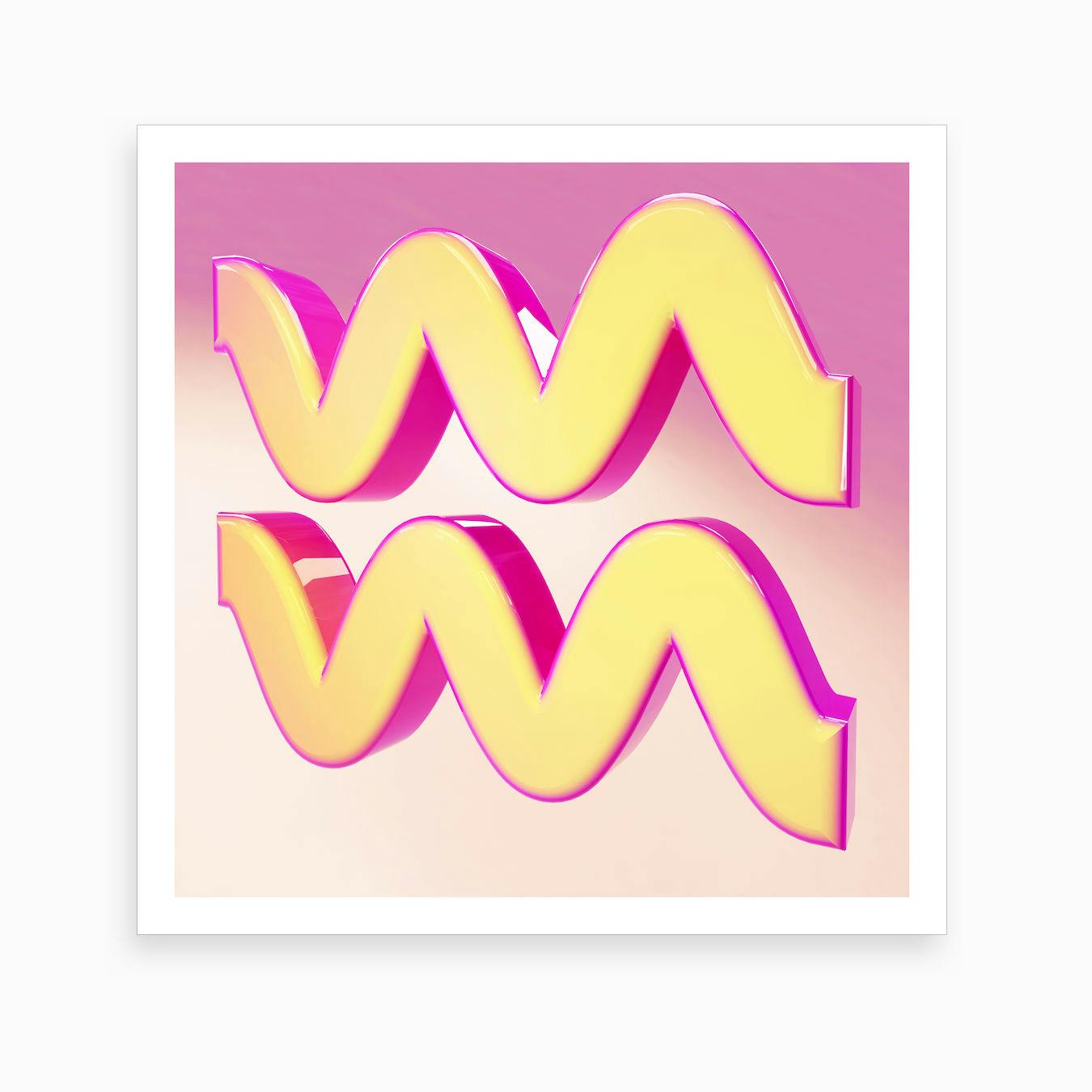 Zodiac Pink And Yellow Sign Aquarius Art Print by Maurizio De Angelis - Fy