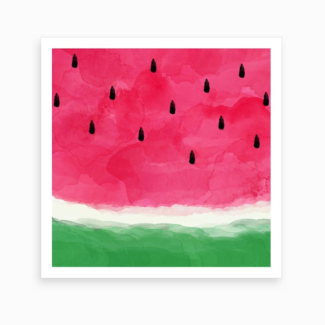 Watermelon Abstract Square Canvas Print by Orara Studio - Fy